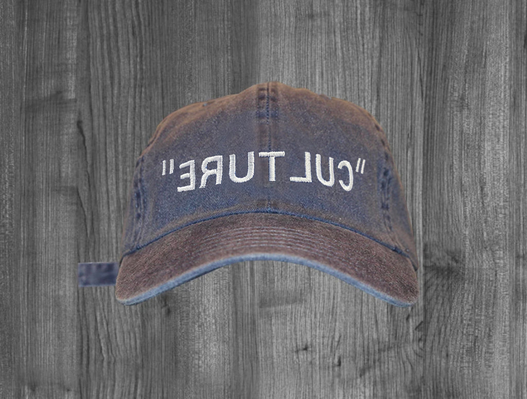 BACKWARDS CULTURE DAD HAT. INDIGO / WHITE – Vandal-A.com